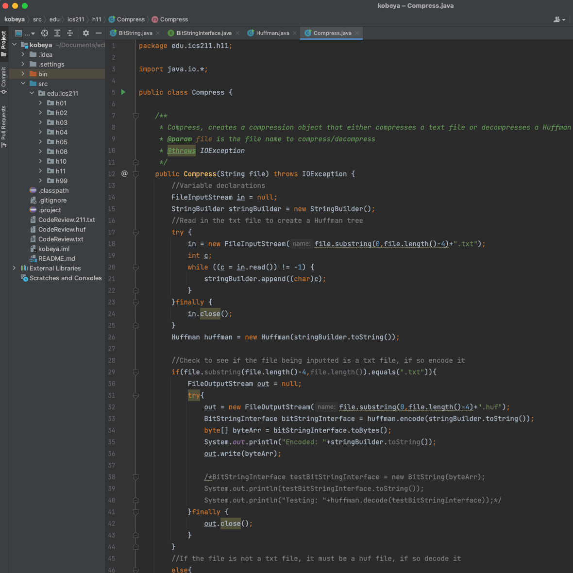 ICS 211 Homework Files | Kobey Arai | Professional Portfolio